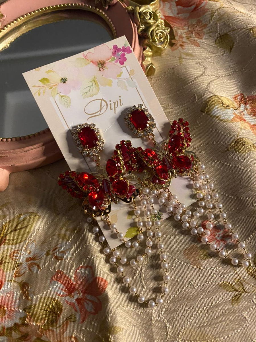 Flutter Butterfly Cinderella Edit Earrings- Red – Dipi Treats