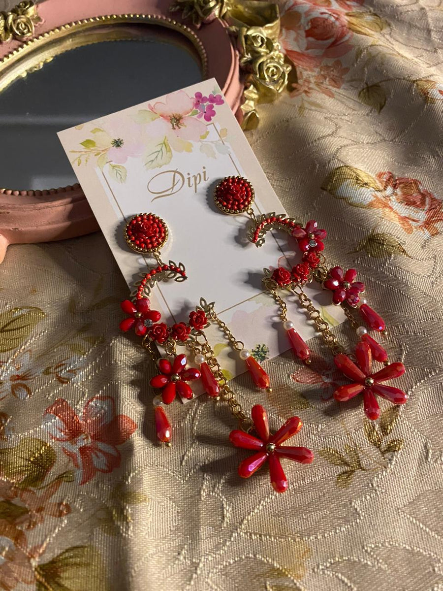 Bloody Twilight Floral Cinderella Edit Earrings in Red – Dipi Treats
